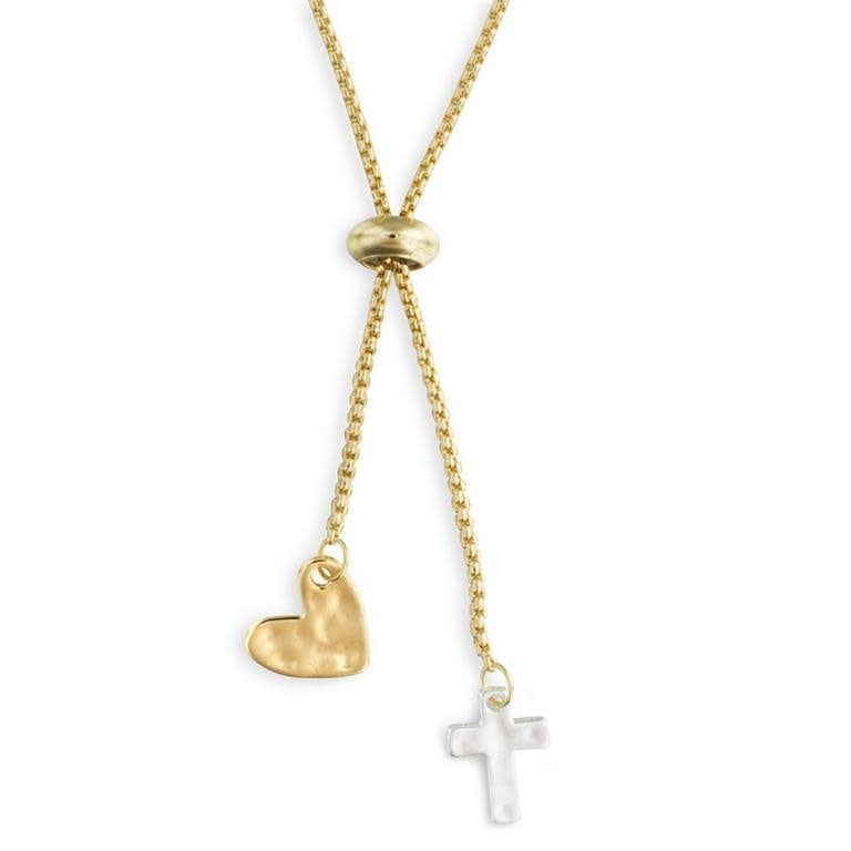 Lariat Heart & Cross Charm Necklace – The Joy Store